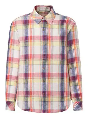 GOD'S TRUE CASHMERE Daybreak Plaid Linen Shirt With Sunstone - Multicoloured