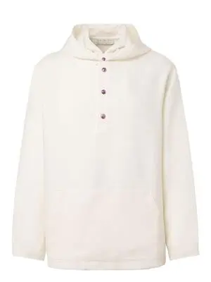 GOD'S TRUE CASHMERE Hooded Linen Jacket With Amethyst Detail - White