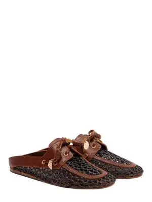 ANCIENT GREEK SANDALS Naveta Woven Leather Boat Shoes - Brown