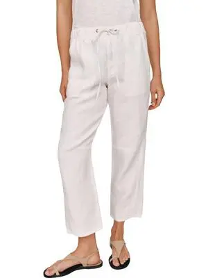 Bella Dahl Drawstring Linen Barrel Leg Cropped Pants - White