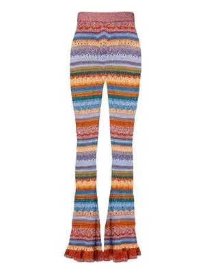 Etro Crochet Striped Cotton Flared Pants - Multicoloured