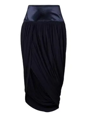 FERRAGAMO Draped Asymmetric Midi Skirt - Blue