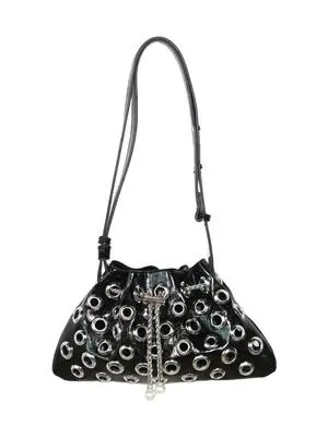 PETIT MOMENTS Riveted Faux Leather Shoulder Bag - Black