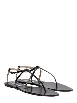 CHRISTEN Mono Strap Leather Thong Sandals - Black