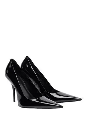 Balenciaga Patent Leather Pointed Toe Pumps - Black