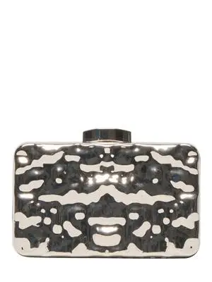 Dolce Vita Textured Metal Frame Clutch With Chain Strap - Silver