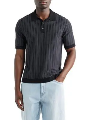 Rag & Bone Zuma Stripe Terry Cloth Polo - Navy