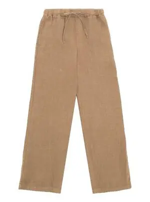 FORTELA Jaleh Linen Drawstring Wide-leg Pants - Beige