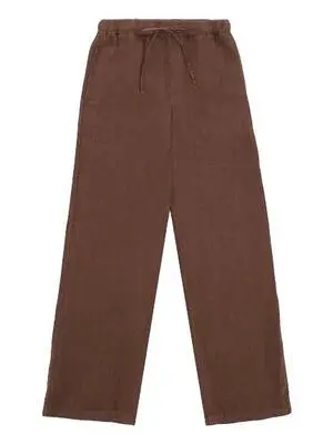 FORTELA Jaleh Linen Drawstring Wide-leg Pants - Brown