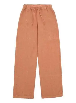 FORTELA Jaleh Linen Drawstring Wide-leg Pants - Light Orange
