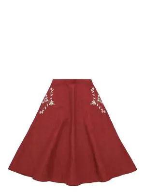 FORTELA Fortela Embroidered Linen Blend Skirt