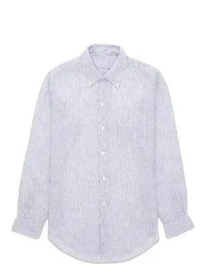 FORTELA King Linen Striped Shirt - Light Blue