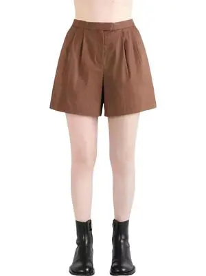 MARGARET HOWELL Pleated Silk Shorts - Brown
