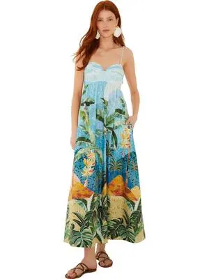Farm Rio Multicolor Rio Mosaic Sweetheart Neck Maxi Dress - Rio Mosaic Multicolor