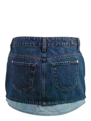 7 For All Mankind Double-layer Denim Skirt - Blue
