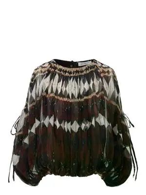 INTO THE EAST Geometric Print Blouse - Red