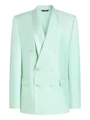 Dolce & Gabbana Sicilia Light Double-breasted Jacket In Silk Twill - Blue
