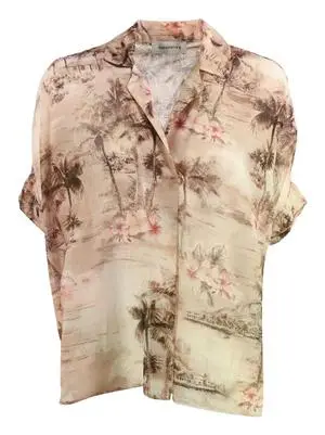 SHIRTAPORTER Beige Tropical Print Voile Jacket - Neutrals