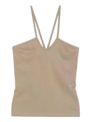 Imperial Halterneck Ribbed Top - Neutrals