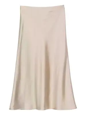 Imperial Satin-finish Flared Midi Skirt - Neutrals