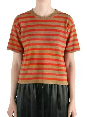 THE ELDER STATESMAN Scout Striped T-shirt - Brown