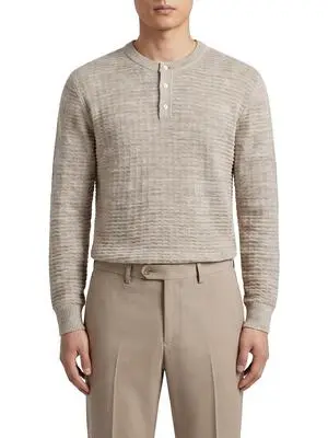 ROBERTO COLLINA Crewneck Cotton And Linen Blend Jumper With Three Buttons