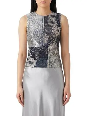 MAISON MARGIELA Maison Margiela Patchwork Sequin Embroidered Top Black
