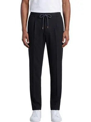 Incotex Slim Fit Virgin Wool Trousers With Drawstring Waist - Black