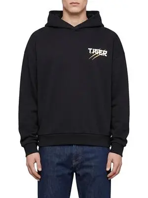 PLEIN SPORT Graphic Print Hooded Sweatshirt - Black