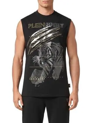 PLEIN SPORT Sleeveless Graphic T-shirt - Black