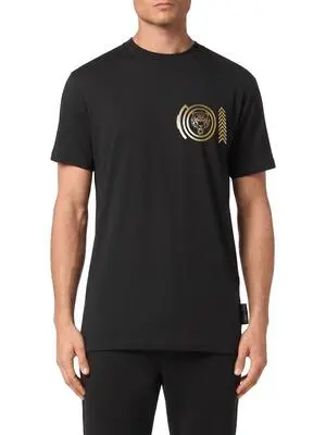 PLEIN SPORT Cotton T-shirt With Laminated Logo - Black