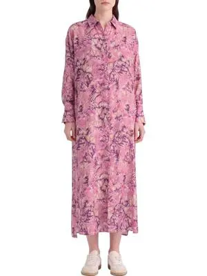 Momoni Printed Silk Midi Dress - Violet