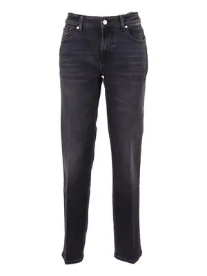 7 For All Mankind Calie Straight Bottomline Jeans - Red