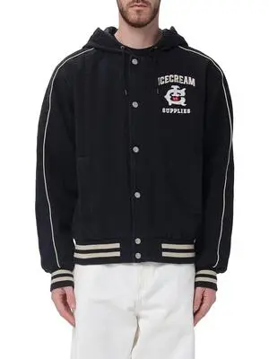ICECREAM Embroidered Logo Varsity Jacket - Black
