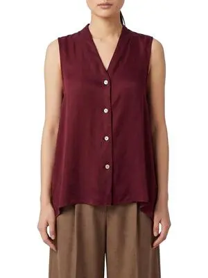FORTE_FORTE Sleeveless Silk Blouse - Red