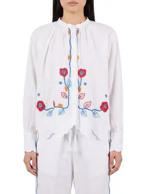FORTE_FORTE Embroidered Scalloped Hem Shirt