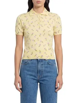JIL SANDER Floral Print Polo Shirt - Yellow