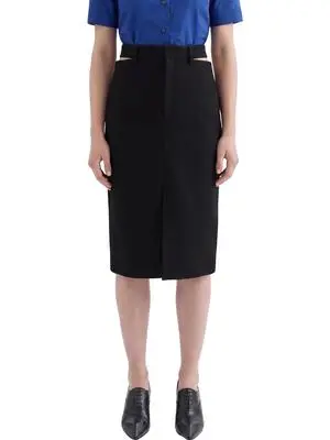 JIL SANDER Virgin Wool Midi Skirt - Black