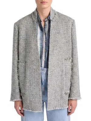 Momoni Textured Collarless Jacket - Sky Blue