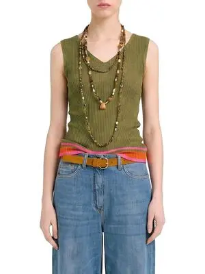Momoni Linen Knit Top - Sage