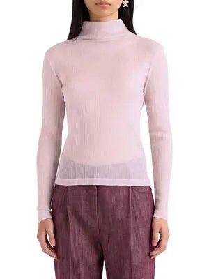 Momoni Turtleneck Long Sleeve Top - Pink