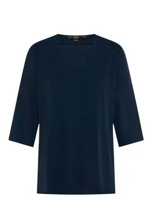Seventy V-neck Three-quarter Sleeve Sweater - Blue
