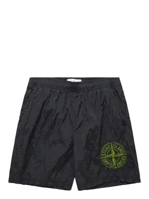 Stone Island Logo Detail Relaxed Fit Shorts - Black