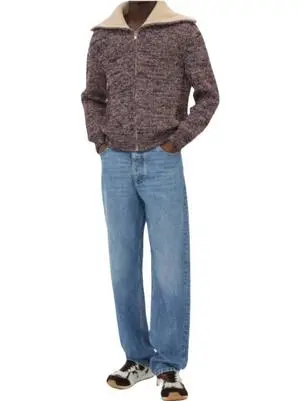 Bottega Veneta Cotton And Wool Zip-up Cardigan With Shawl Collar - Scarlet Mixed Color