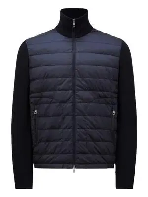 Moncler Long-sleeved Padded Cardigan - Navy Blue