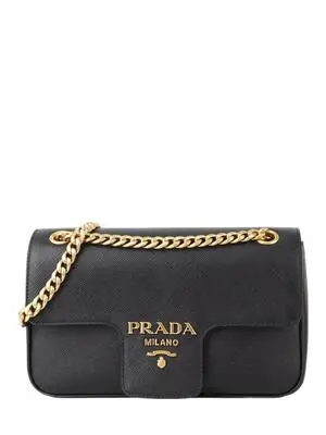 Prada Logo Chain Shoulder Bag - Black