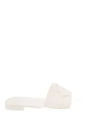 Moncler Open Toe Logo Slides - Milky White