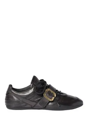 Miu Miu Leather Sneakers With Buckle Detailing - Black