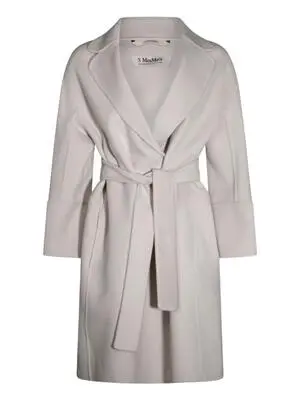 Max Mara Arona Belted Long-sleeved Coat - Gray
