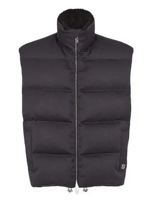 Fendi High-neck Zipped Gilet With Ff Logo Detail - Black